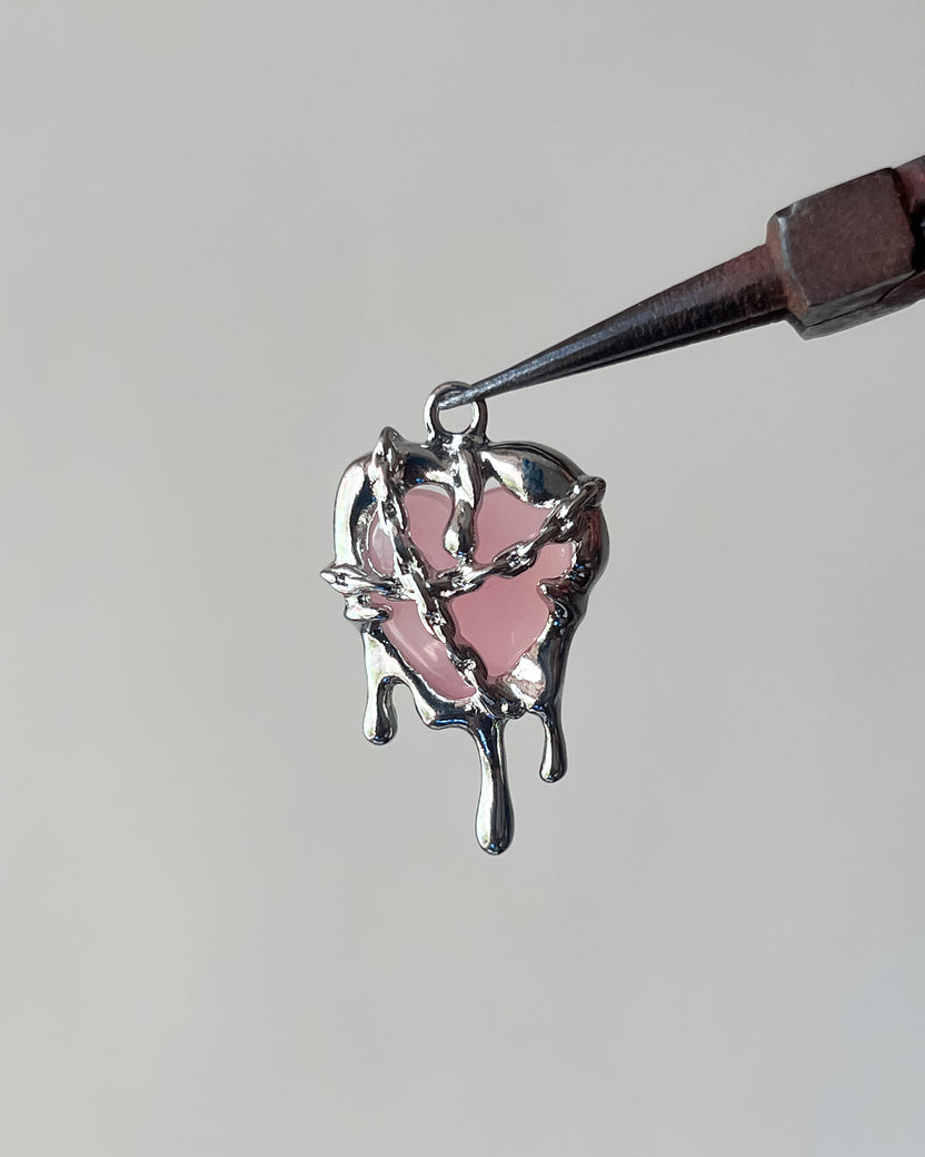 Melting pink heart charm – Sonal Beads
