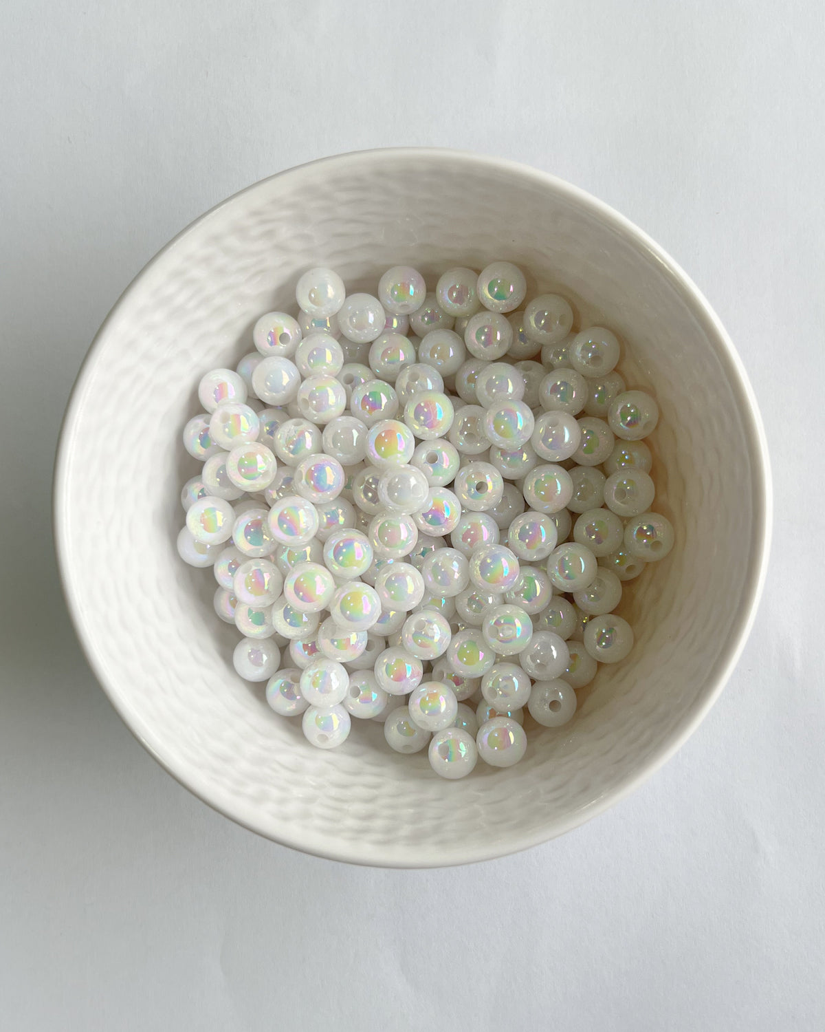 8mm white holo beads // 25 grams – Sonal Beads